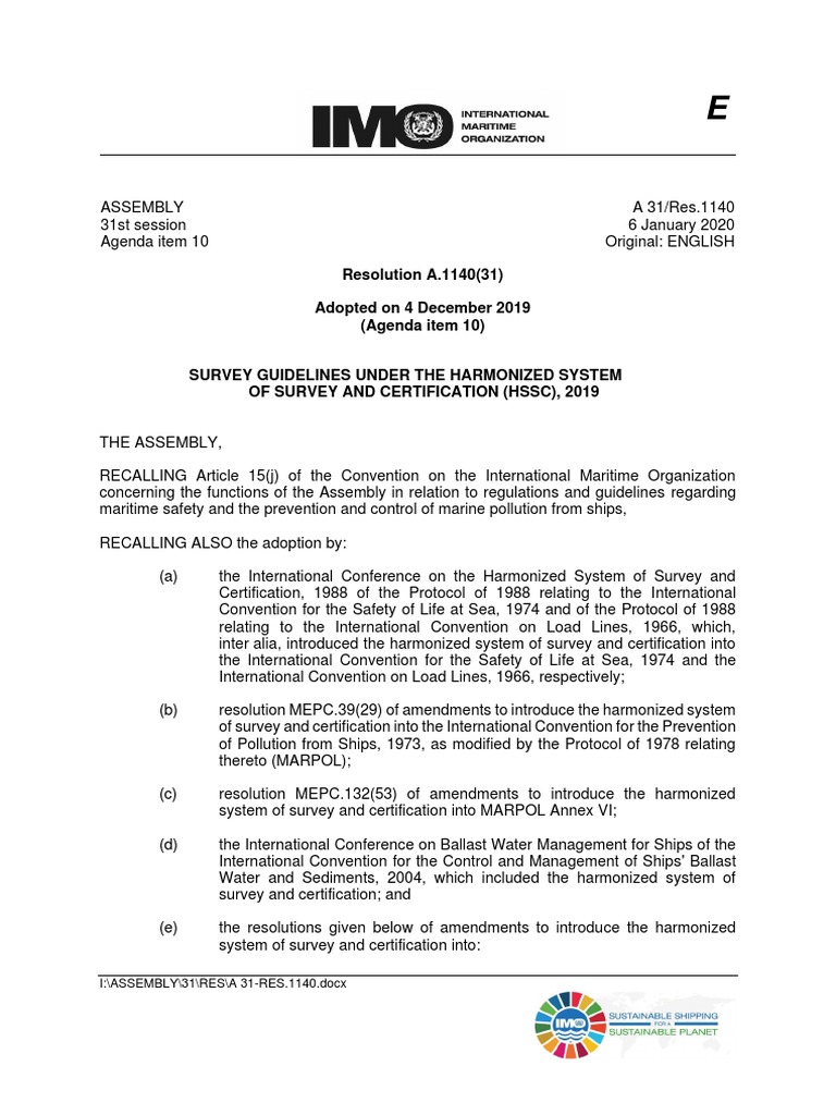 Imo - Survey Guidelines Under The Harmonized System of Survey and ...
