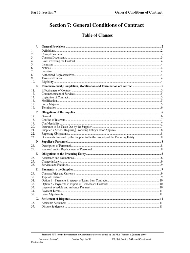 Section 7 - General Condition of Contract PDF | PDF | Breach Of Contract | Procurement
