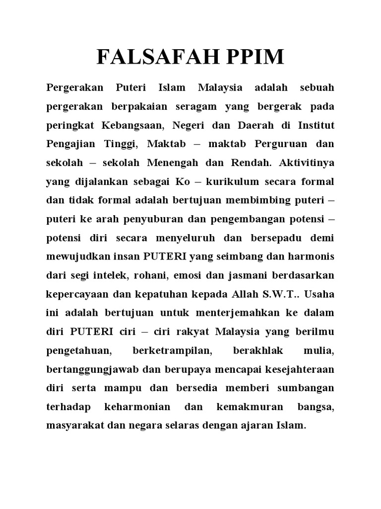 Falsafah Ppim | PDF