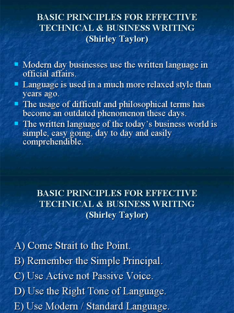 Basic Principles of Technical & Business Writing | PDF | Word | Linguistics