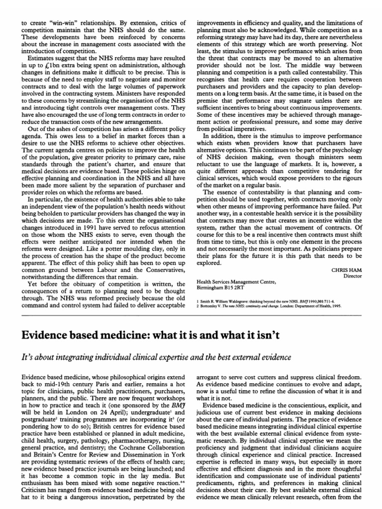 Evidence Based Medicine Paper | PDF | Evidence Based Medicine ...