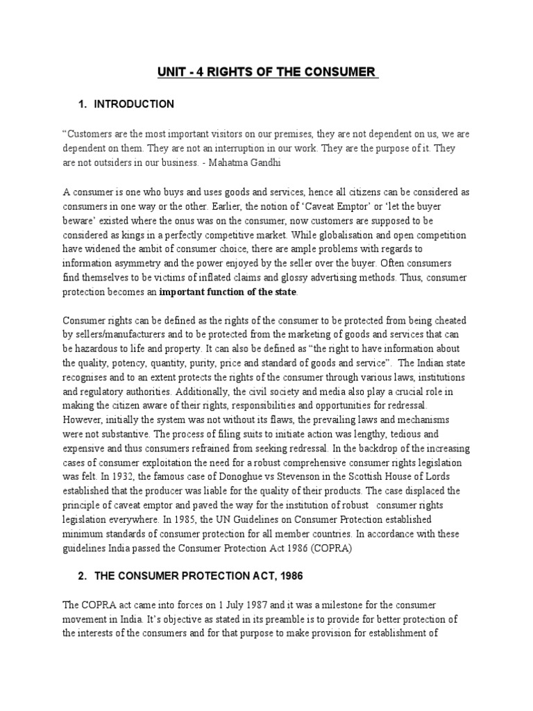 Rights of The Consumer (COPRA) | PDF | Consumer Protection | Complaint
