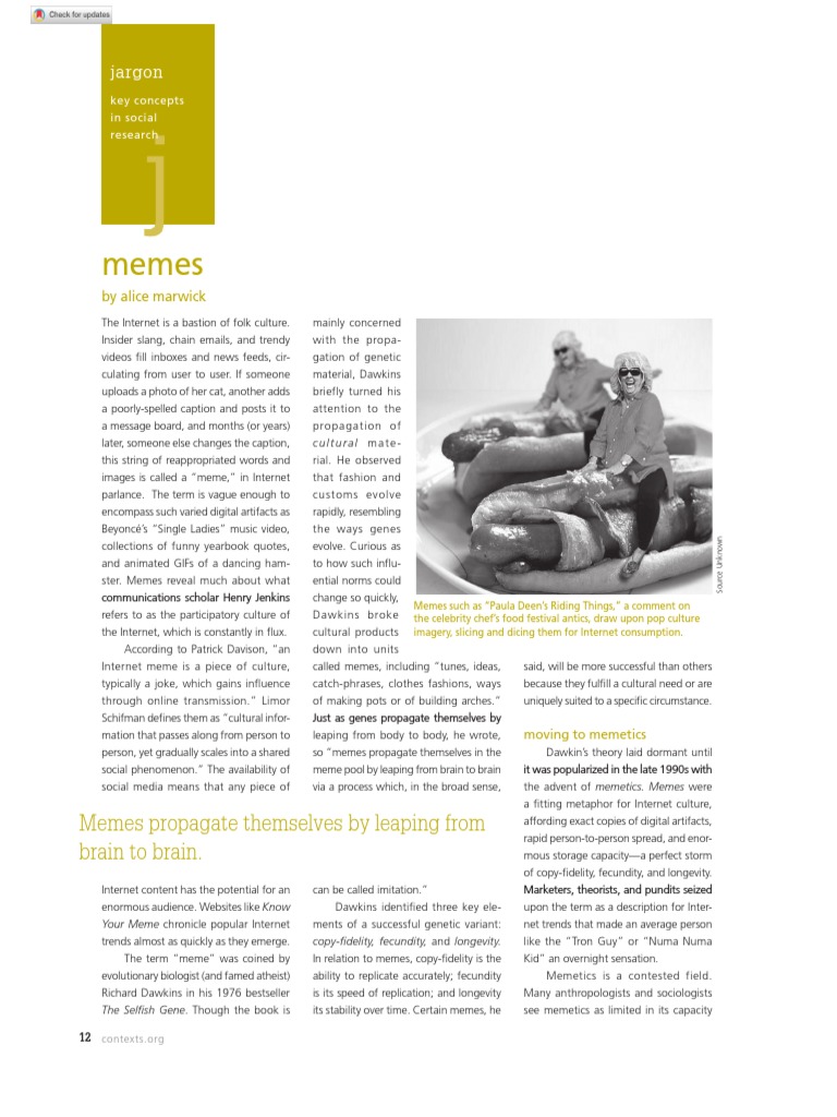 Memes by Alice Marwick | PDF | Internet | Science