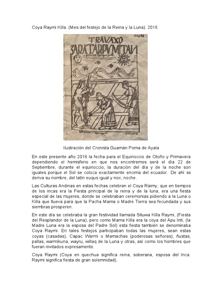 Coya Raymi | Descargar gratis PDF | Imperio Inca
