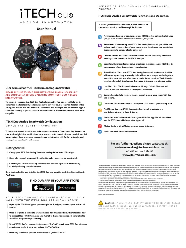 Manual Reloj iTECH - 4316037 | PDF | Smartwatch | Electromagnetic ...