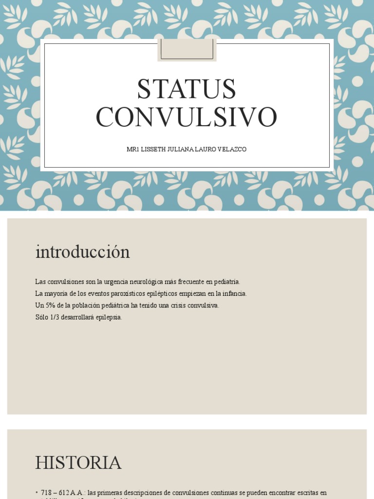 Status Convulsivo | PDF | Desórdenes neurológicos | Especialidades Medicas