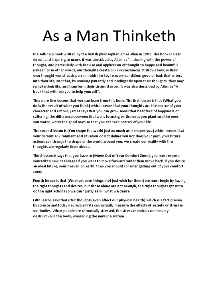 As A Man Thinketh Summary | PDF
