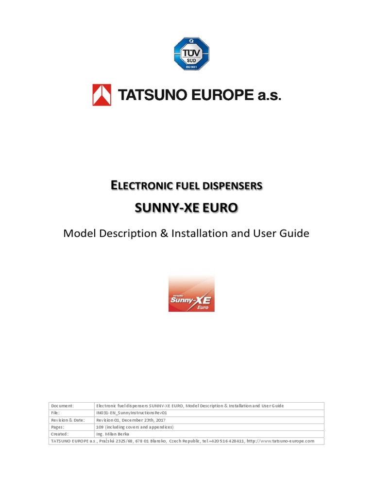 E Sunny Xe Euro: Model Description & Installation and User Guide ...