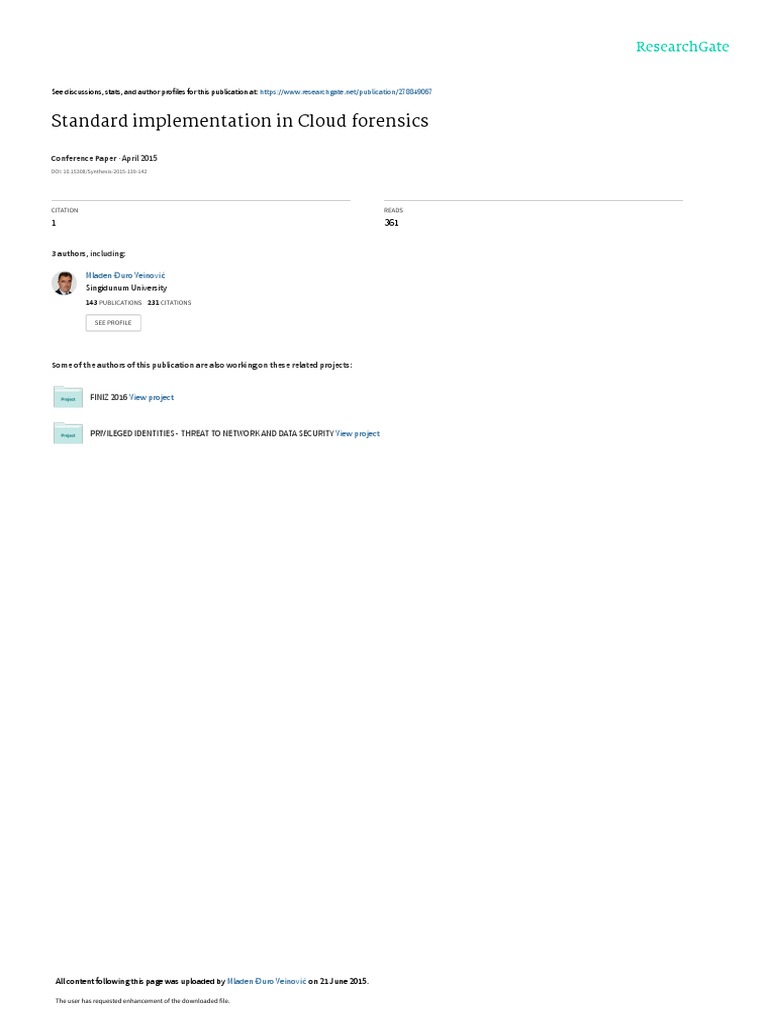 Standard Implementation in Cloud Forensics PDF | PDF | Software As A Service | Cloud Computing