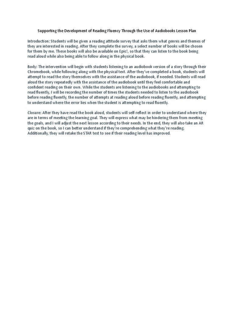 Reading Fluency Lesson Plan | PDF