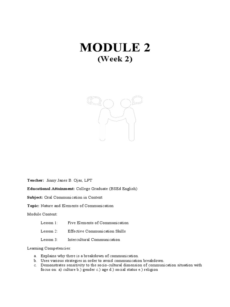 ORAL COMMUNICATION Week 2 (G-11) | Download Free PDF | Cross Cultural ...
