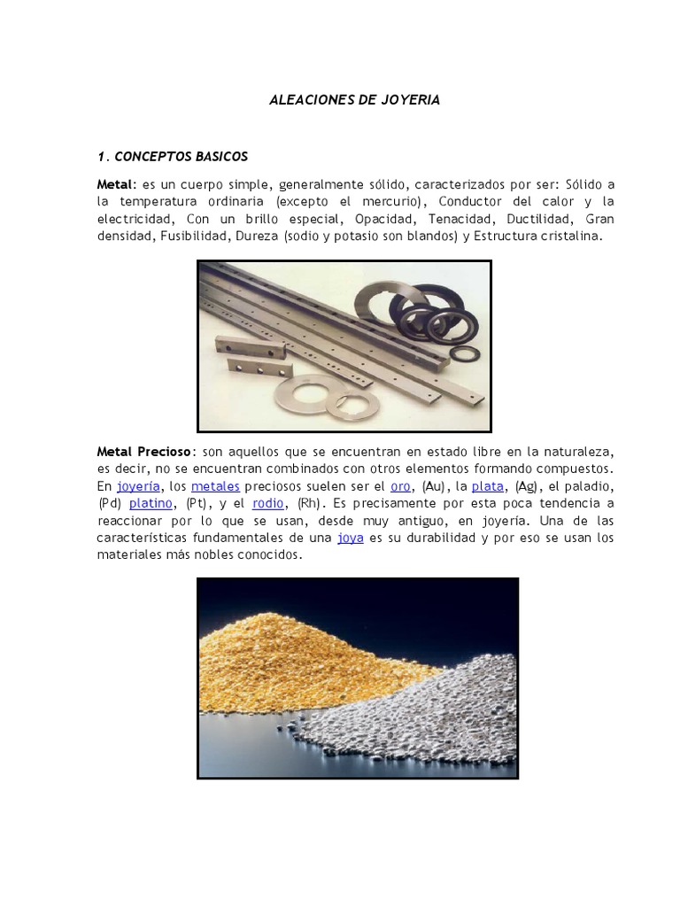 Aleaciones en Joyería: Materiales y Usos | PDF | Metales preciosos | Oro