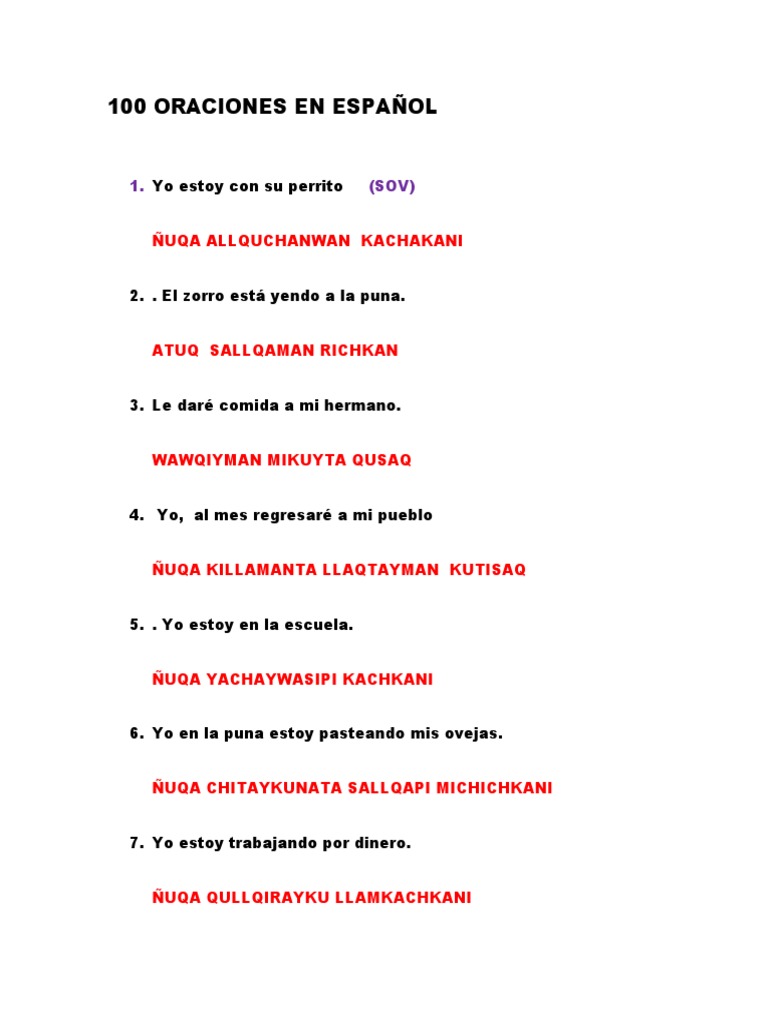 100 Oraciones sobre Comida en Español | PDF | Cocina | Alimentos