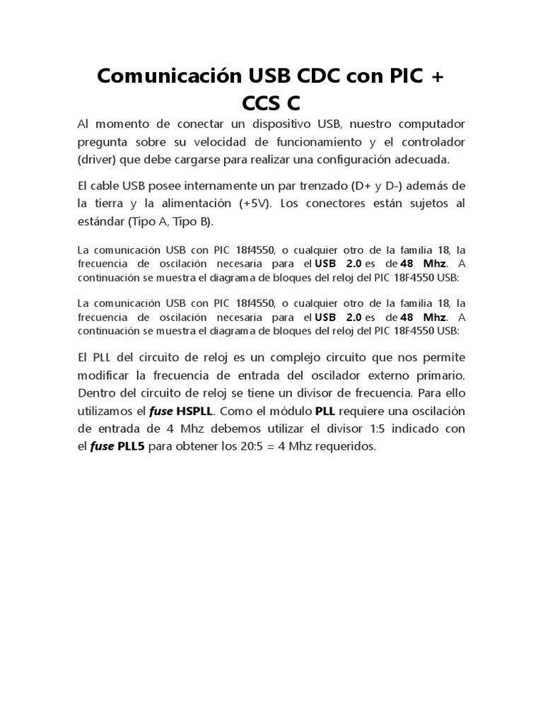 Comunicación USB CDC Con PIC - Español | PDF