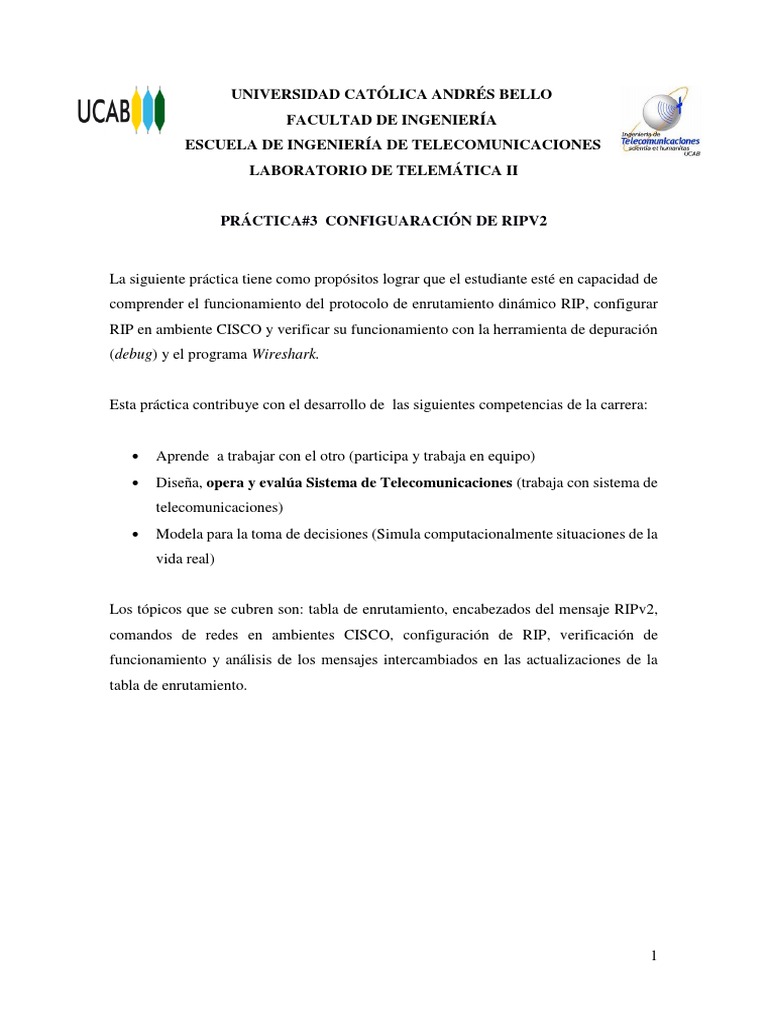 Práctica#3 Configuración de RIPv2-1 | PDF | Enrutador (Computación) | Protocolos de internet
