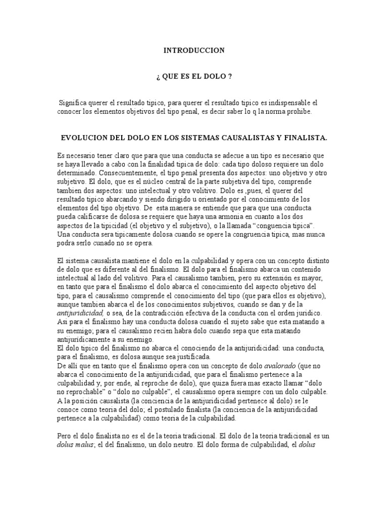 ¿ Que Es El Dolo | PDF | Intención (Derecho Penal) | Derecho penal