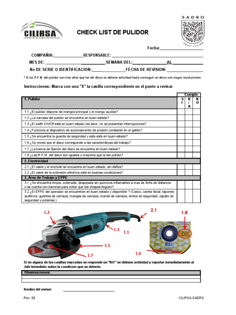 FYADGS00065 R0 (Adjunto) Check List Pulidor | PDF | Informática y ...