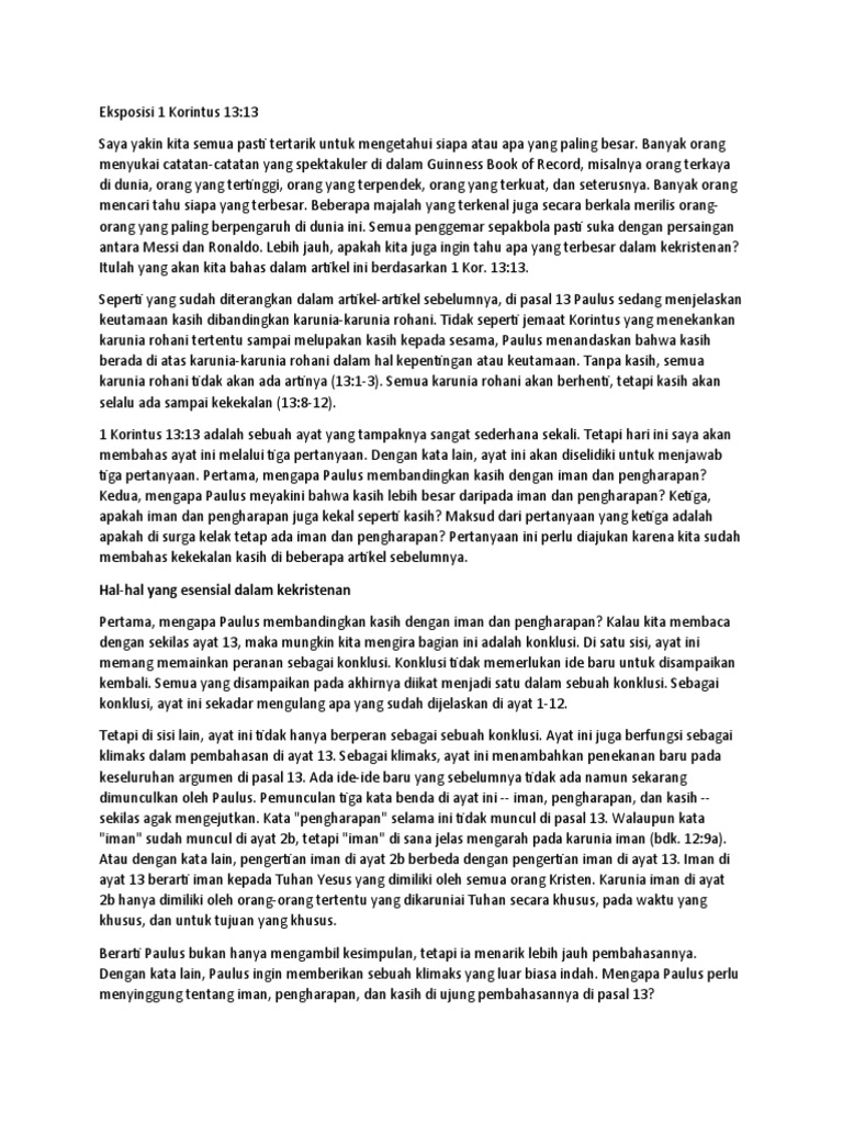 Eksposisi 1 Korintus 11 | PDF | Agama & Spiritualitas