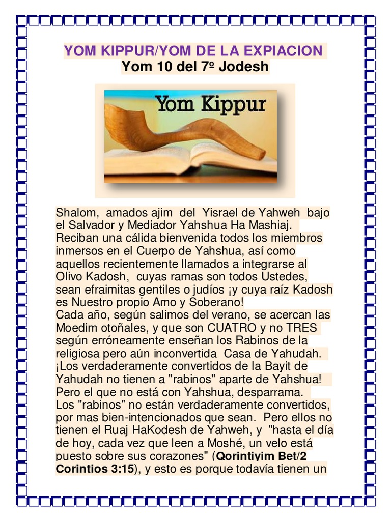 Yom Kippur: Significado y Prácticas | PDF | Yahvé | Santo de los santos