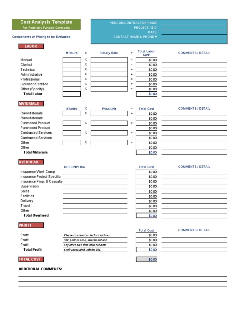 Cost Analysis Template Spreadsheet | PDF | Insurance | Cost