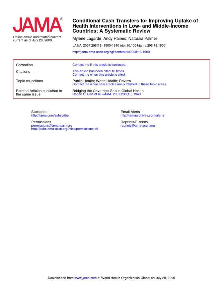 CCT - Health Intervention | PDF | Public Health | Cash Transfers