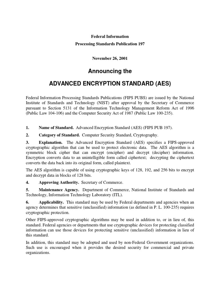 Nist Fips 197 PDF | PDF | Cipher | Cryptography