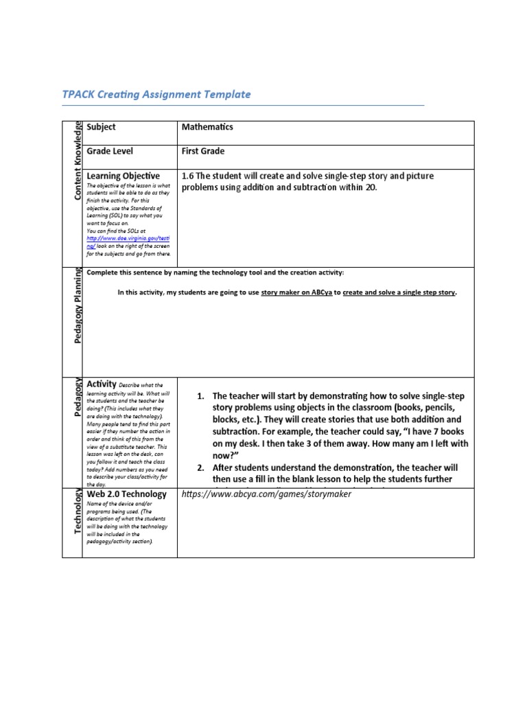 Tpack Template - Kristen Harris | PDF | Pedagogy | Teachers