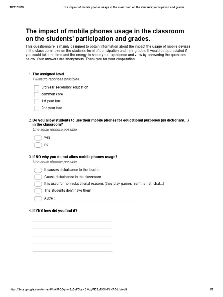 The Impact of Mobile Phone Usage in the Classroom: An Exploration of ...