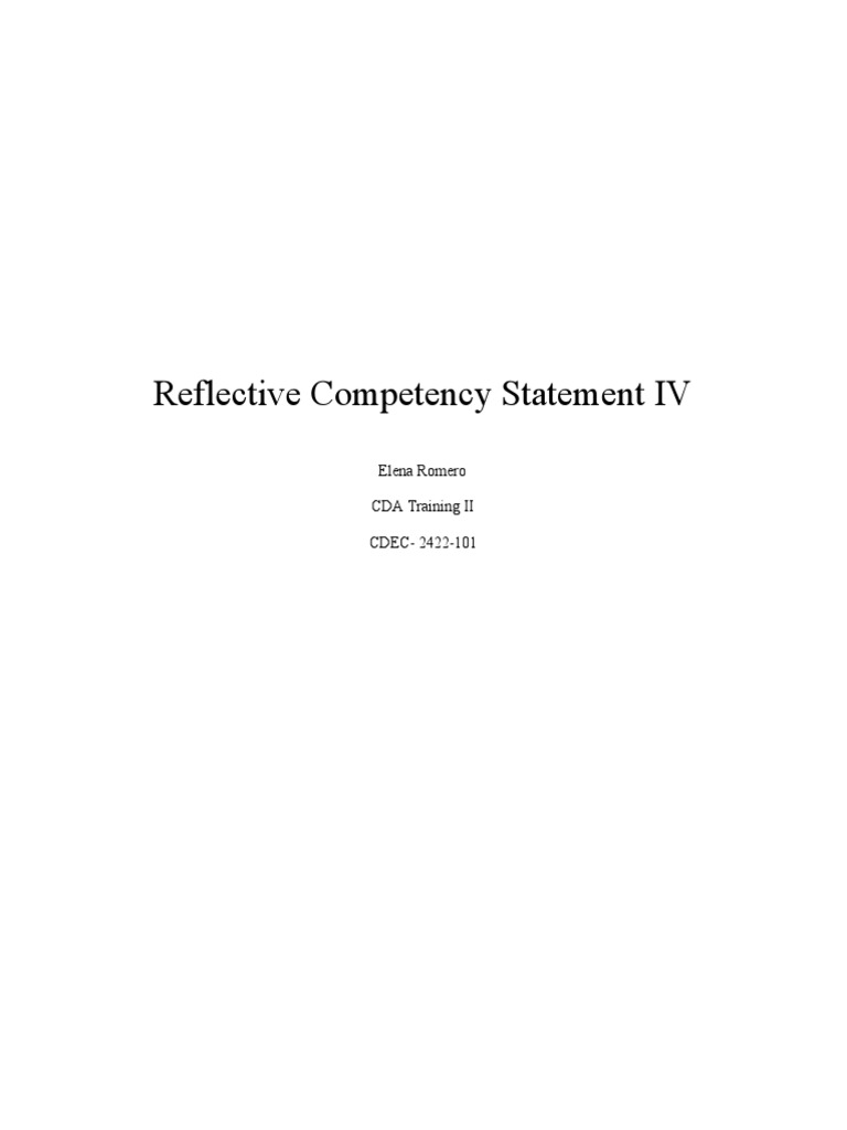 Reflective Competency Statement IV | PDF | Parent | Relationships