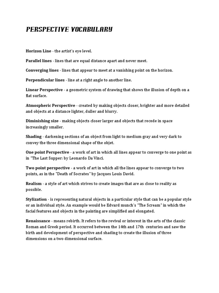 Perspective Vocabulary | PDF