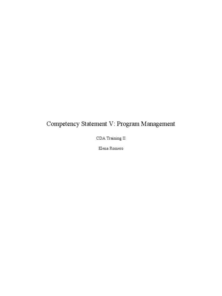 Cdec Competency Statement V Program Management 1 | Download Free PDF ...