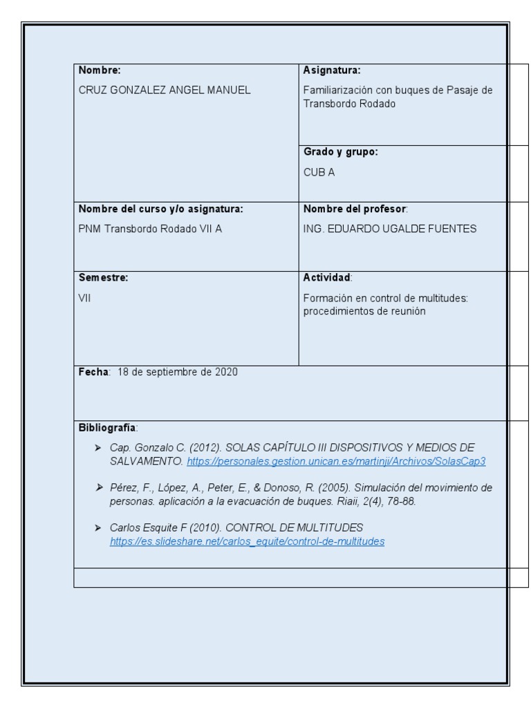 Control de Multitudes, Procedimiento de Reunion | PDF | Ascensor | Barcos