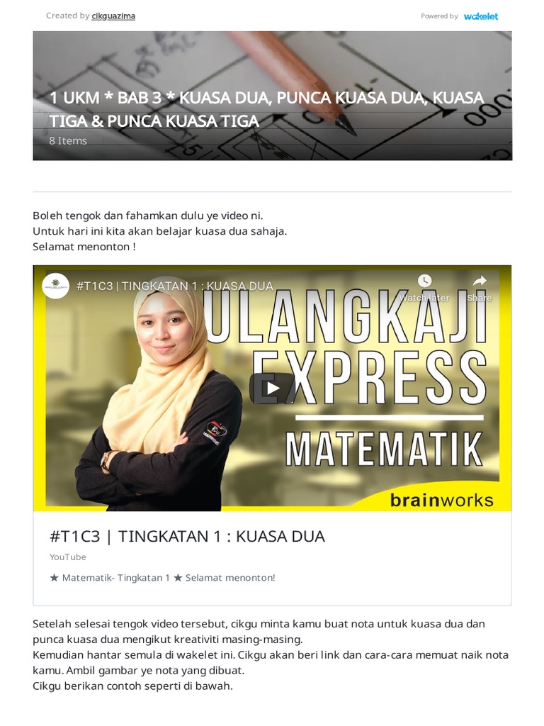 1 Ukm - Bab 3 - Kuasa Dua, Punca Kuasa Dua, Kuasa Tiga & Punca Kuasa ...