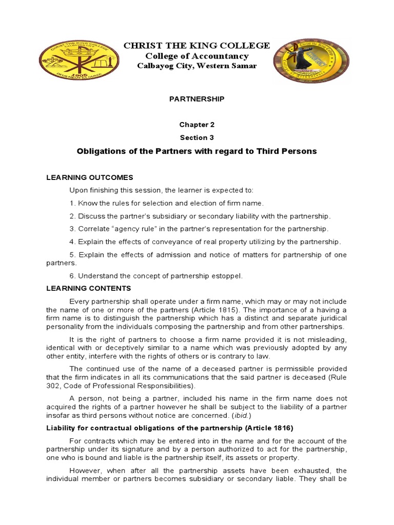Chapter 2, Sec.3 - BSA | PDF | Conveyancing | Partnership
