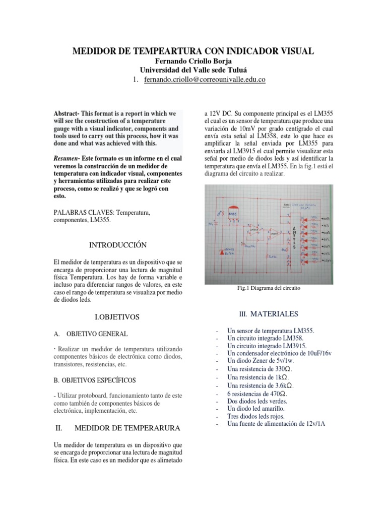 Medidor Temp. con LEDs y LM355 | PDF | Diodo | Diodo emisor de luz