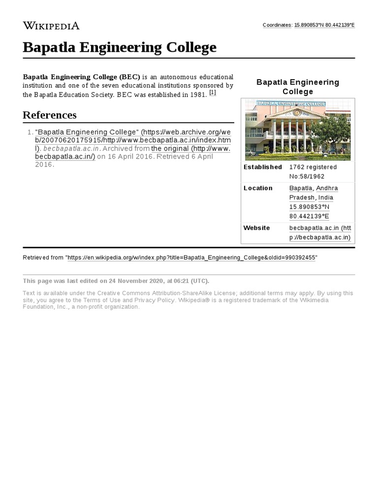 Bapatla Engineering College | PDF
