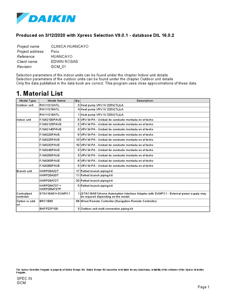 Material List: Produced On 3/12/2020 With Xpress Selection V9.0.1 ...