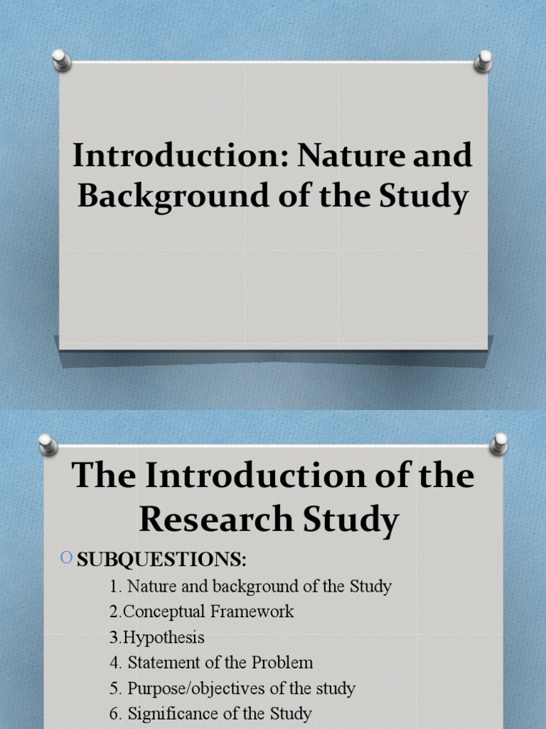Introduction: Nature and Background of The Study | PDF | Research ...