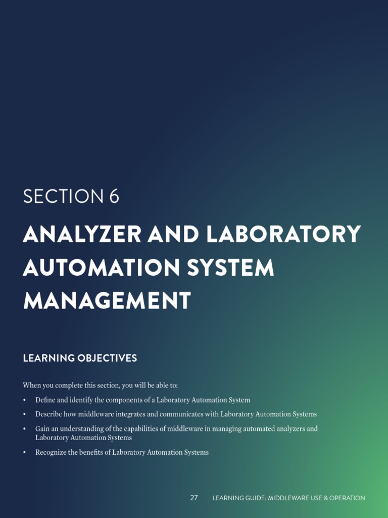Analyzer and Laboratory Automation System Management: Section 6 | PDF ...