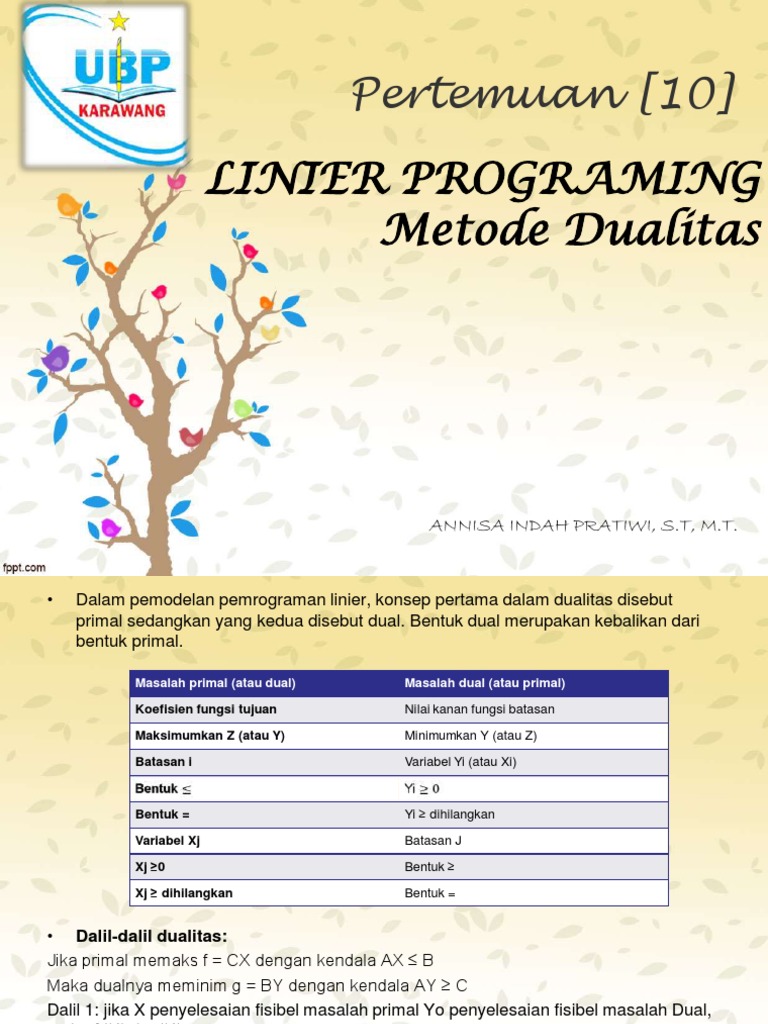 Dualitas dalam Pemrograman Linier | PDF