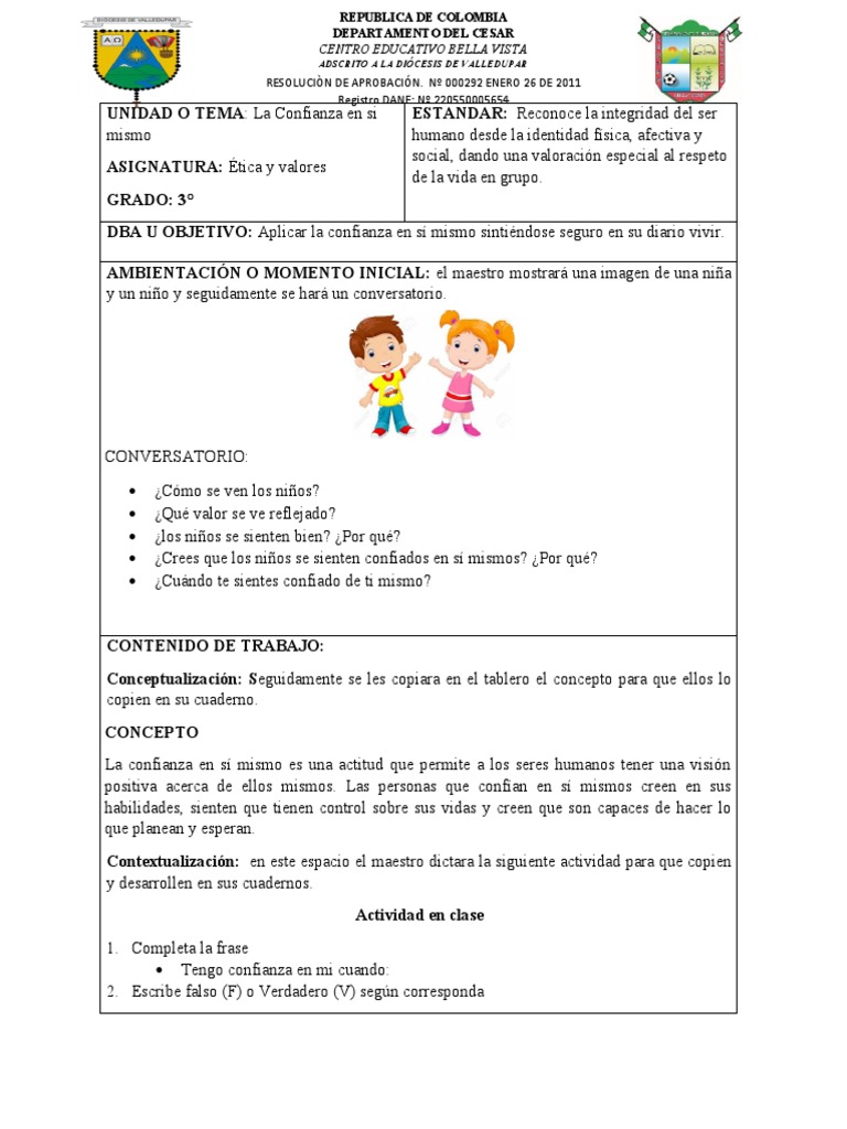 Clase Etica y Valores - La Confianza en Si Mismo | PDF | Evaluación ...