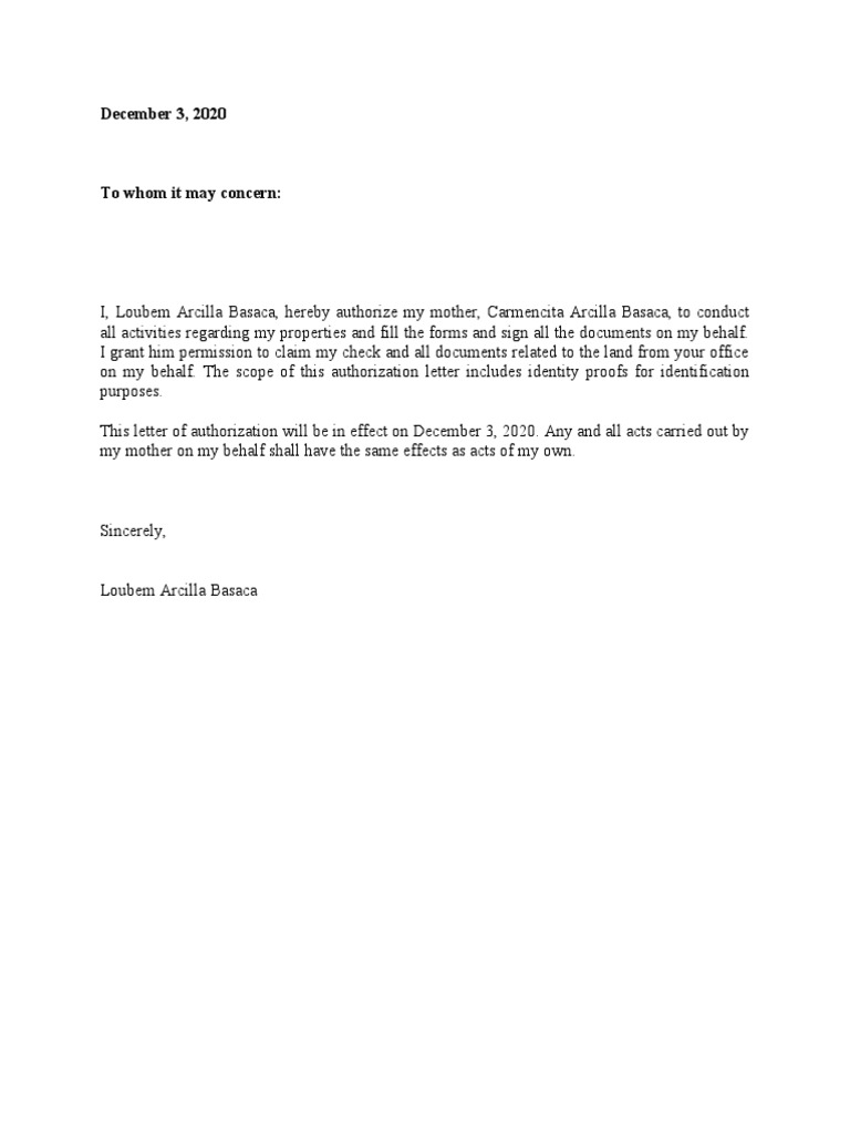 Authorization Letter | PDF