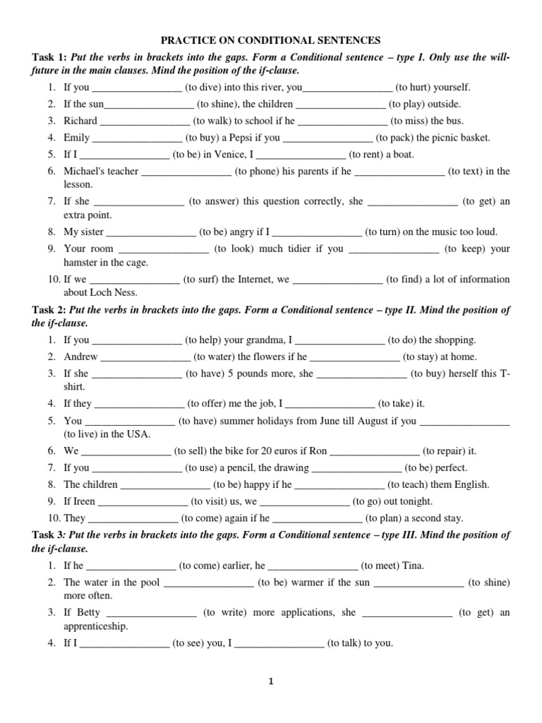 Practice On Conditional Sentences | PDF | Sentence (Linguistics) | Grammar