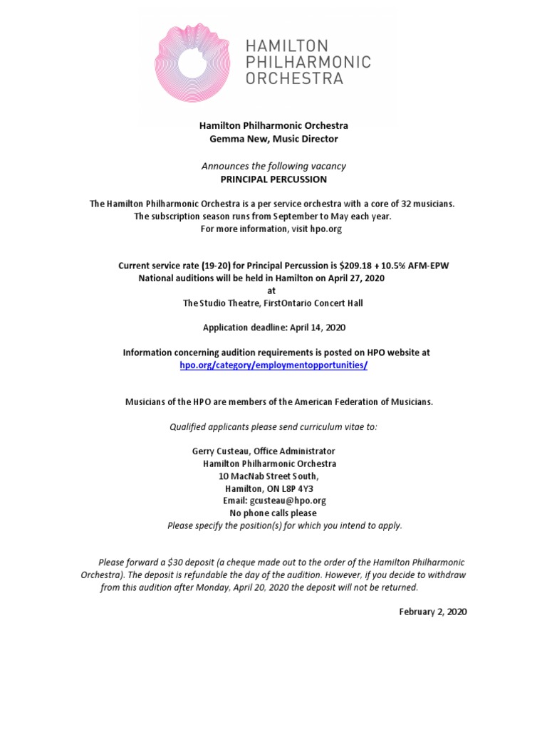 Hamilton Philharmonic Orchestra Gemma New, Music Director: Announces ...