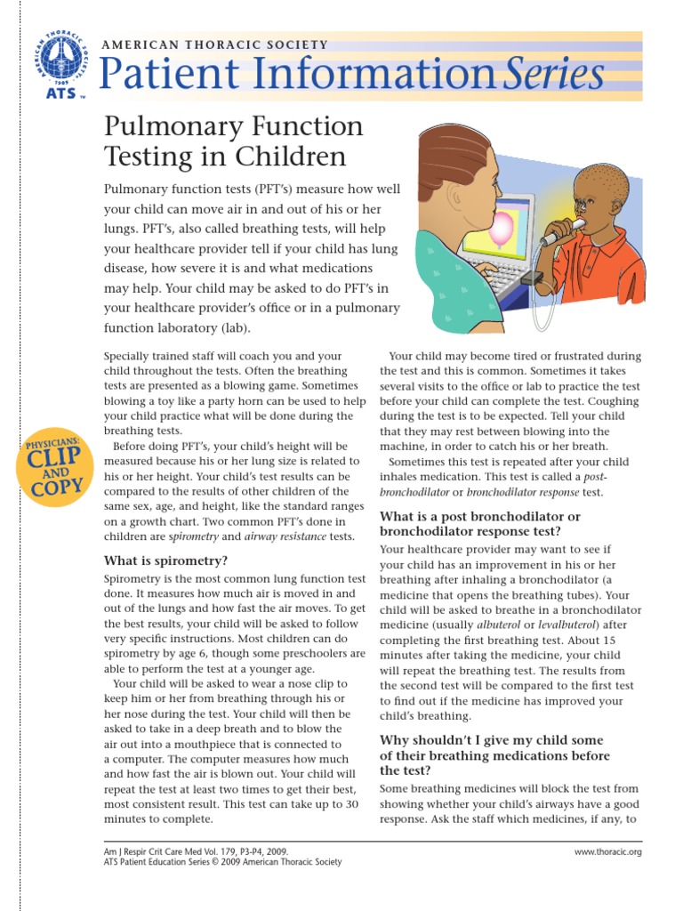 Patient Information Series: Pulmonary Function Testing in Children ...