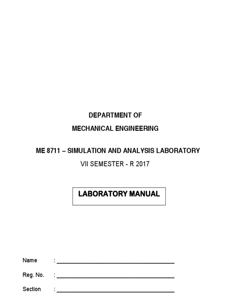 Department of Mechanical Engineering: Laboratory Manual | PDF | Matlab ...