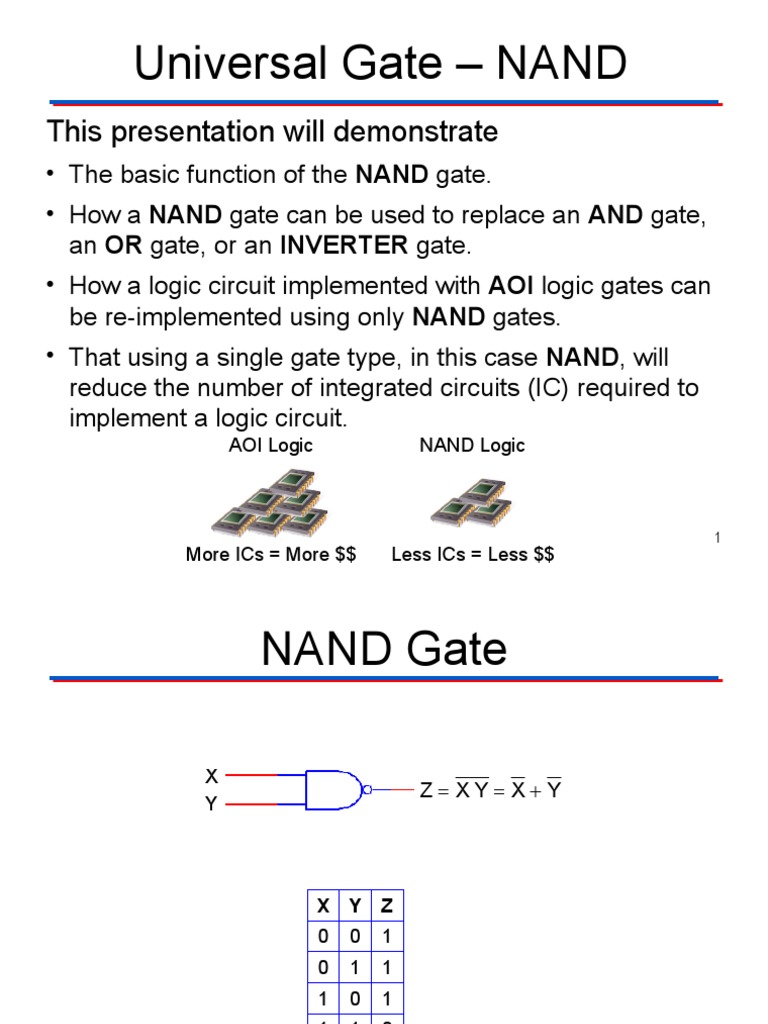 Universal Gate - NAND: This Presentation Will Demonstrate | PDF | Logic ...