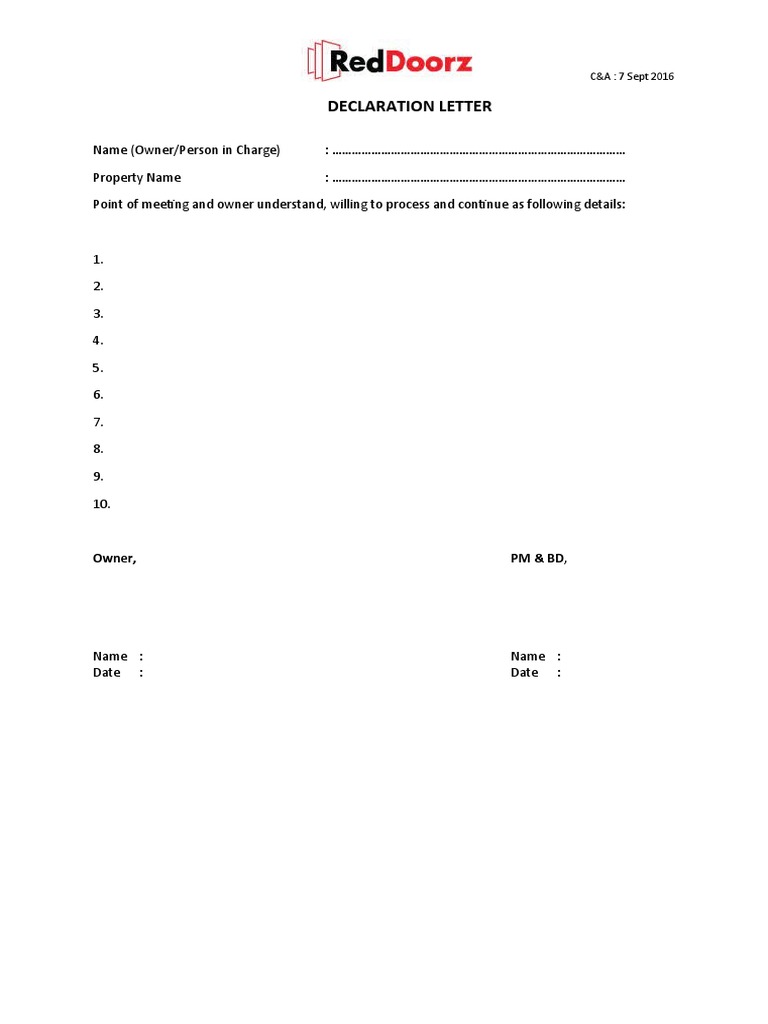 Declaration Letter | PDF