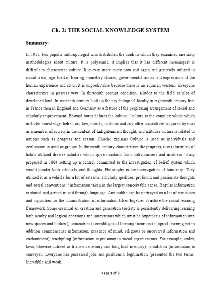 Ch. 2: The Social Knowledge System: Summary | PDF | Multilingualism ...