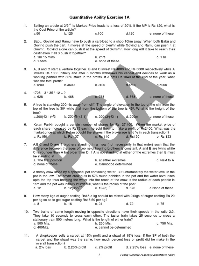 Quantitative Ability | Download Free PDF | Stocks | Numbers